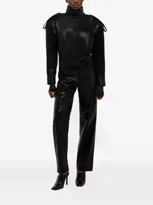 DUCIE Grained Leather Jacket - Black