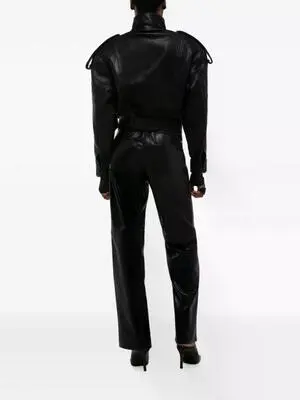 DUCIE Grained Leather Jacket - Black