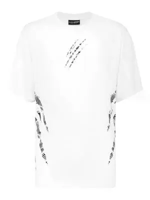 PLEIN SPORT Claw-print Cotton T-shirt - White