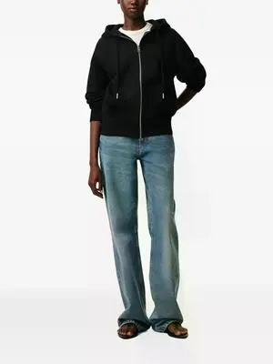Ami De Coeur Zip-up Cotton Hoodie - Black