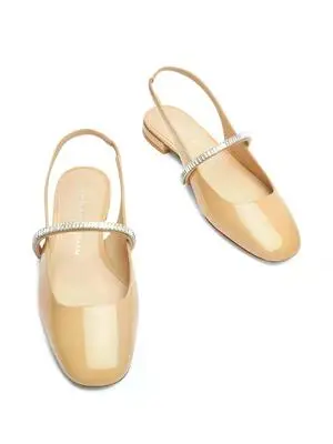 STUART WEITZMAN Crystal-embellished Slingback Flats