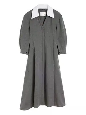 JIL SANDER Contrasting-collar Midi Dress