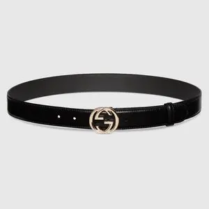 Gucci Belt With Interlocking G Buckle - Black