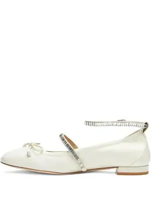 STUART WEITZMAN Crystal-embellished Bow Flats