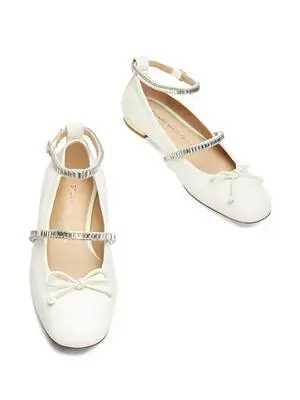 STUART WEITZMAN Crystal-embellished Bow Flats