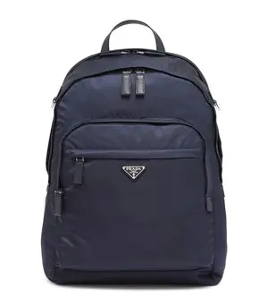 Prada Re-Nylon And Saffiano Leather Backpack Blue