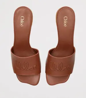 Chloé Leather Soleil Mules - Brown