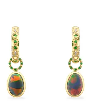 BOODLES Yellow Diamond, Opal And Tsavorite Green Mamba Earrings - Gold