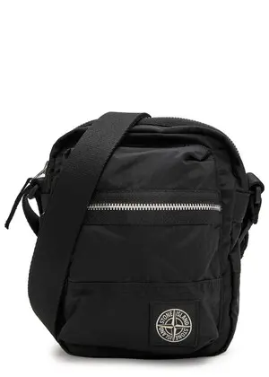 Stone Island Logo Appliquéd Cross-body Bag - Black