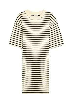 ANINE BING Mona Striped Cotton-blend Mini Dress - White And Black