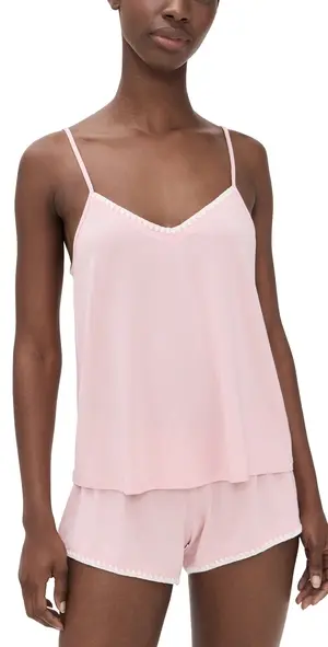 Eberjey Frida Cami & Short Pajama Set - Silver Pink/ivory