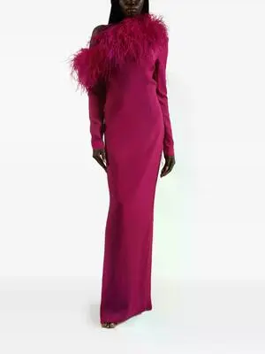 TALLER MARMO Feather-trimmed One-shoulder Dress