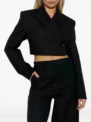 Sportmax Cropped Knitted-sleeve Blazer