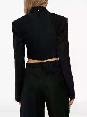 Sportmax Cropped Knitted-sleeve Blazer