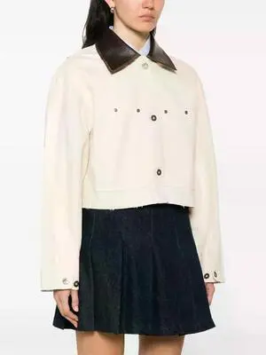 Sandro Contrasting-collar Cropped Jacket - Neutrals