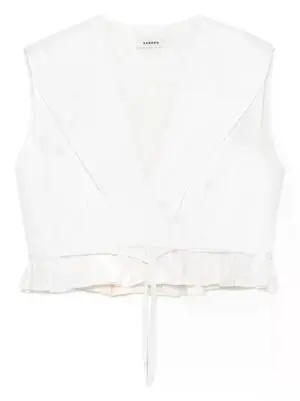 Sandro Ruffled V-neck Top - Neutrals