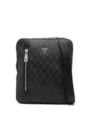 Guess Logo-embossed Messenger Bag - Black