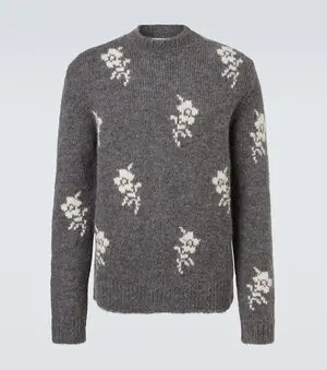 JIL SANDER Floral Intarsia Alpaca And Wool-blend Sweater