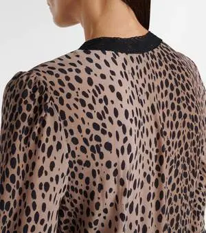Rixo Amina Printed Crêpe De Chine Midi Dress - Brown