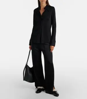 JIL SANDER Shearling-trimmed Leather Slip-on Shoes