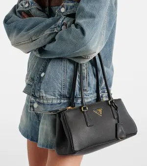 Prada Galleria Medium Leather Tote Bag - Black