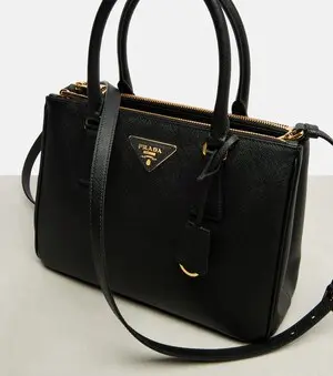 Prada Galleria Medium Leather Tote Bag - Black