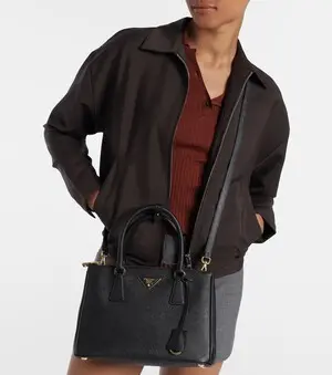 Prada Galleria Medium Leather Tote Bag - Black