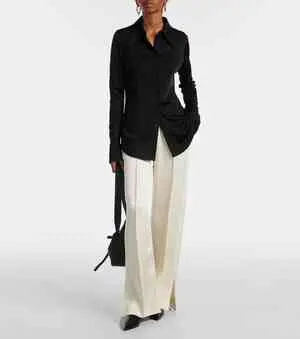 JIL SANDER Gathered Wide-leg Satin Pants