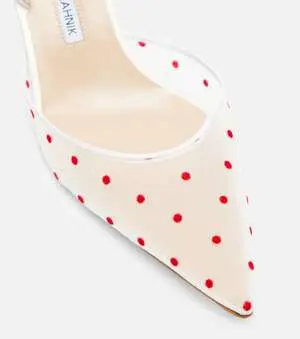 Manolo Blahnik Carolyne 50 Polka-dot Mesh Slingback Pumps