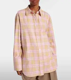 RÓHE Checked Cotton Flannel Overshirt - Pink