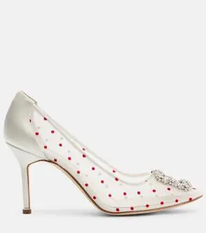 Manolo Blahnik Hangisi 90 Polka-dot Embellished Pumps - Multicoloured