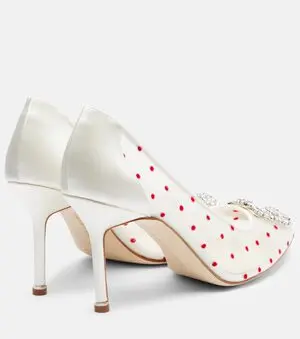 Manolo Blahnik Hangisi 90 Polka-dot Embellished Pumps
