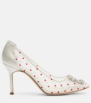 Manolo Blahnik Hangisi 90 Polka-dot Embellished Pumps