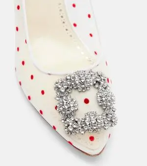 Manolo Blahnik Hangisi 90 Polka-dot Embellished Pumps