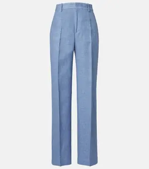 Polo Ralph Lauren Linen And Cotton Twill Wide-leg Pants - Blue