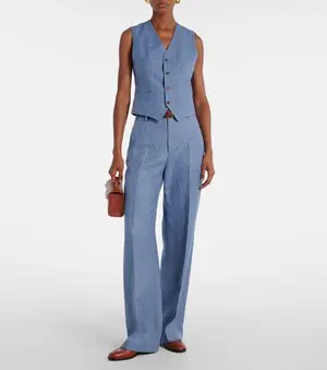 Polo Ralph Lauren Linen And Cotton Twill Wide-leg Pants