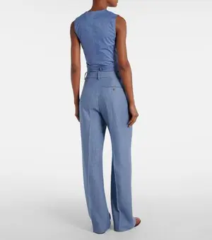 Polo Ralph Lauren Linen And Cotton Twill Wide-leg Pants
