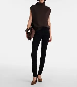 Stouls Carolyn Mid-rise Suede Leggings - Black