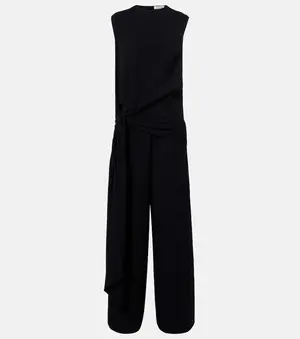 Alaïa Tie Gathered Jersey Jumpsuit - Black
