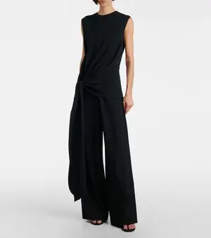 Alaïa Tie Gathered Jersey Jumpsuit - Black