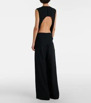 Alaïa Tie Gathered Jersey Jumpsuit - Black