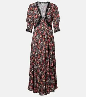 Rixo Amina Floral Crêpe De Chine Midi Dress - Multicoloured