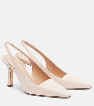 Manolo Blahnik Moiramu Leather Slingback Pumps