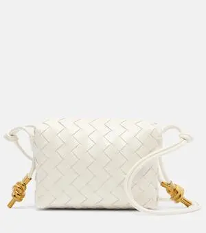 Bottega Veneta Loop Mini Leather Crossbody Bag White