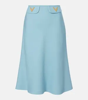 Valentino Garavani Vlogo Canvas Midi Skirt - Blue
