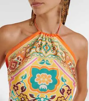 Etro Halterneck Printed Silk Top - Multicoloured