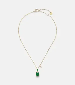 Shay Jewelry 18kt Yellow Pendant Necklace With Emeralds And Diamond - Gold