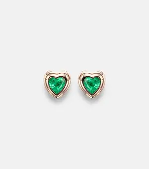 Shay Jewelry 18kt Rose Earrings With Emeralds - Gold