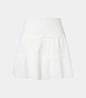 Rixo Cassandra Scalloped Cotton Miniskirt