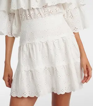 Rixo Cassandra Scalloped Cotton Miniskirt